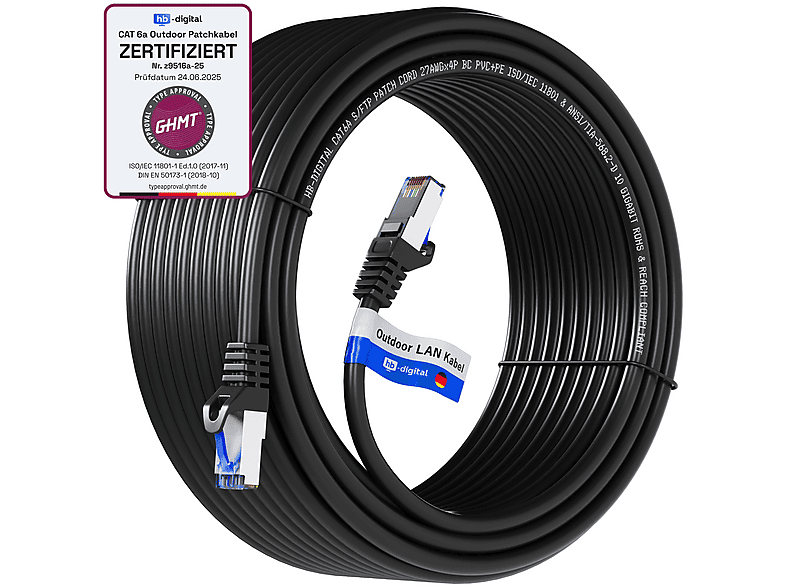 HB-DIGITAL CAT 6a Außenbereich S/FTP PVC PE, Patch Kabel, 50 m | MediaMarkt