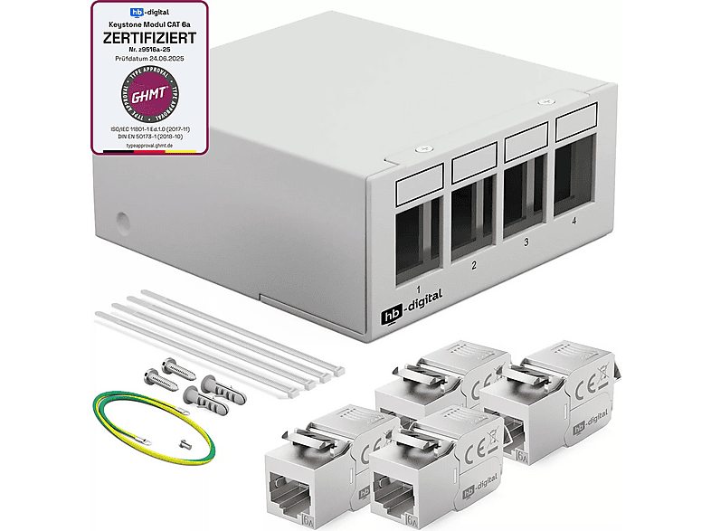 HB-DIGITAL 4 Port mit Keystone Module Cat 6a Netzwerk Patchpanel ...