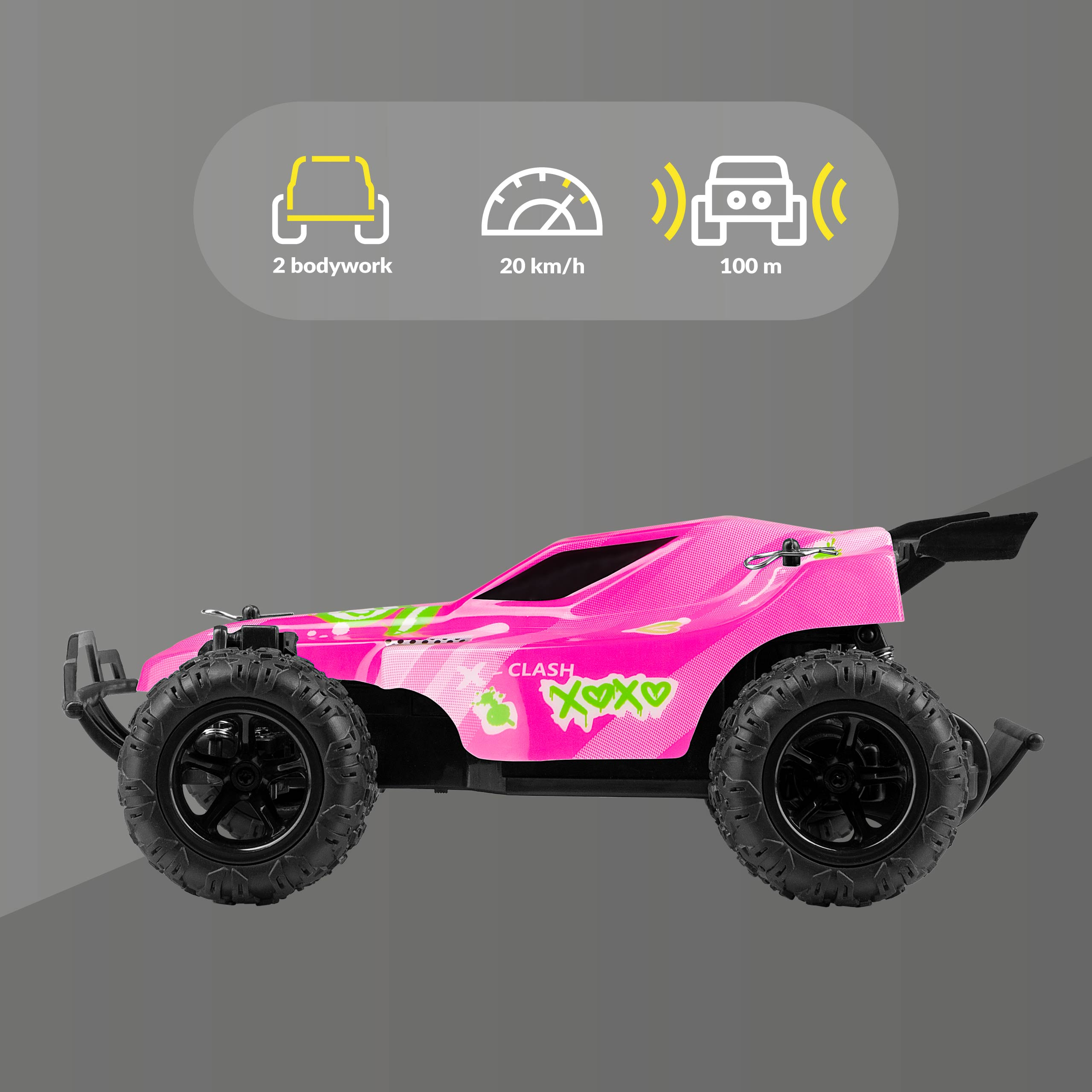 Samochód zdalnie sterowany OVERMAX X-CLASH RC CAR 2IN1 RÓŻOWY I ...