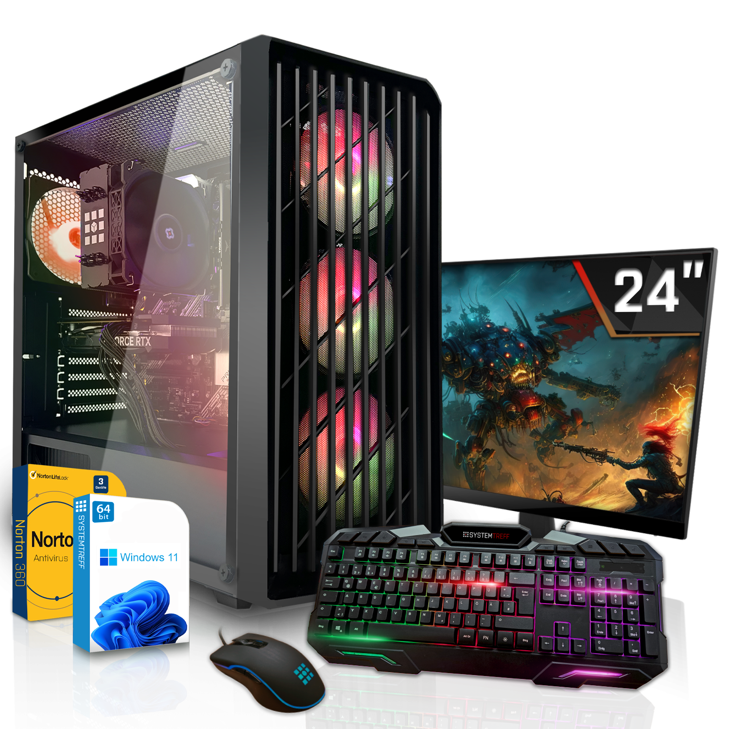 SYSTEMTREFF Gaming Komplett AMD, Komplett PC mit AMD Ryzen™ 5 9500F ...
