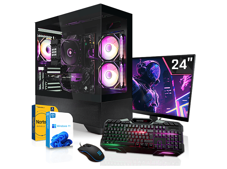 SYSTEMTREFF Pro Gamer Gaming, Windows 11 Pro, Komplett PC mit Intel ...