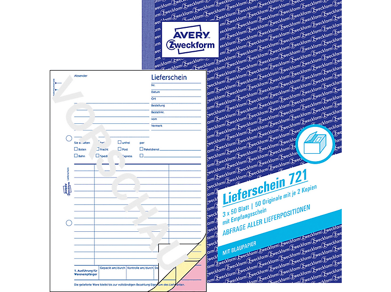 AVERY ZWECKFORM 721 LIEFERSCHEIN A5 EMPFANGSSCH 3X50BLATT Finanz- und ...