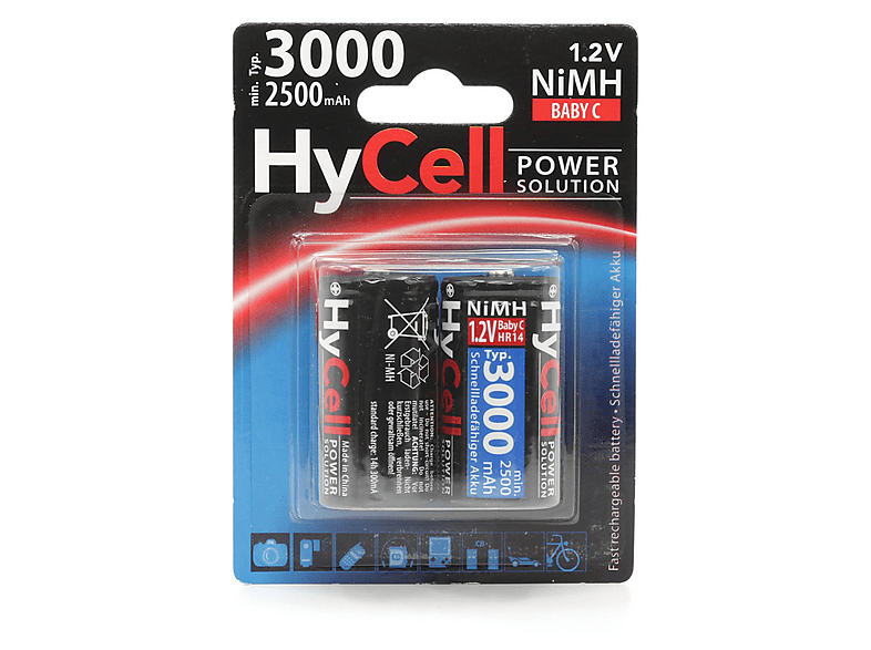 HYCELL 5035302 3AH BABY C 2ER HR14 Akku, NiMH, 1.2 Volt, 3000 mAh 2 ...