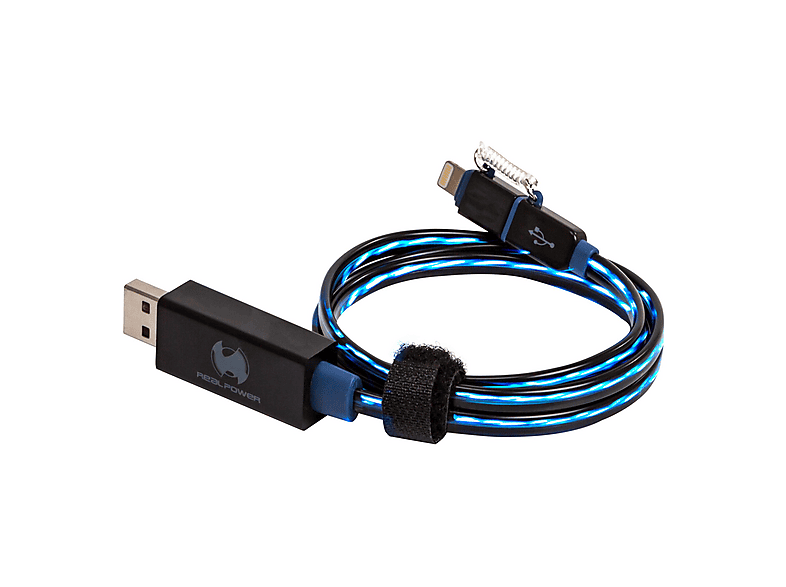 REALPOWER 185961 LED FLOATING CABLE 2IN1 BLUE, Datenkabel/Ladekabel, 0 ...
