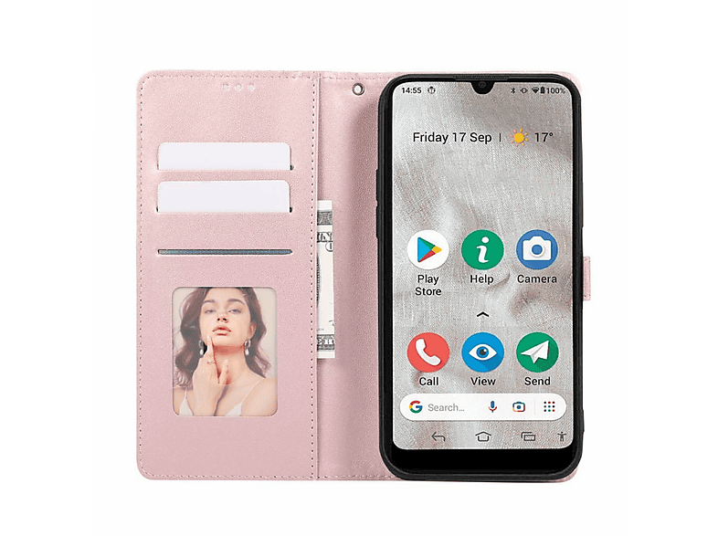 CASEONLINE 3-karten, Bookcover, Doro, 8110, Blush Pink | MediaMarkt