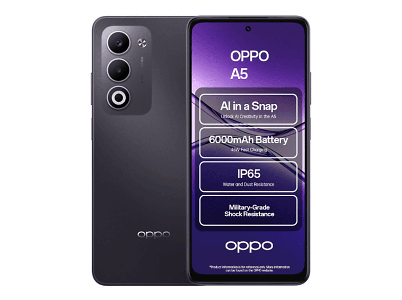 OPPO A5 5G, Púrpura, Móvil Desconocido, 128 GB, 4 GB RAM, 6,67 ", Mediatek Dimensity 6300 (6 nm ...