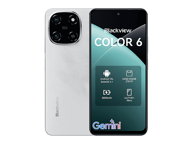 BLACKVIEW COLOR 6, Blanco, Móvil Android, 256 GB, 8 GB RAM, 6,67 " FHD+ ...