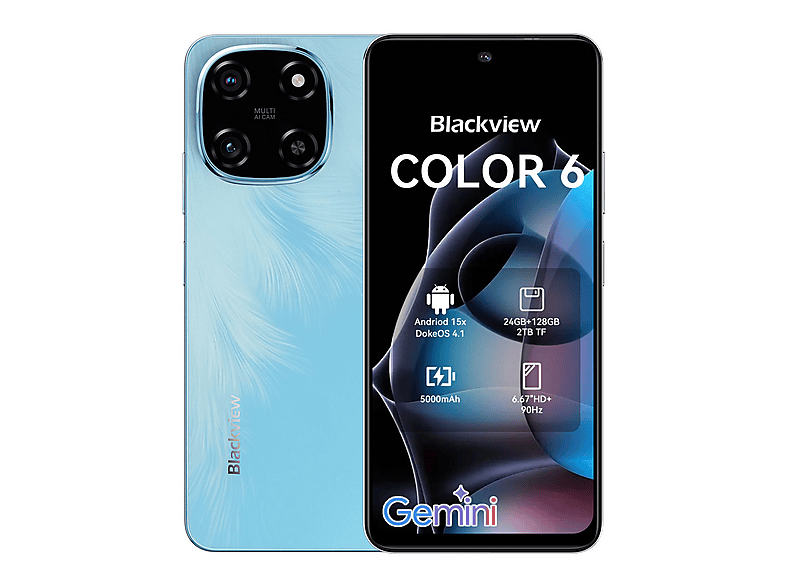 BLACKVIEW COLOR 6, Azul, Móvil Android, 128 GB, 8 GB RAM, 6,67 " FHD+ ...