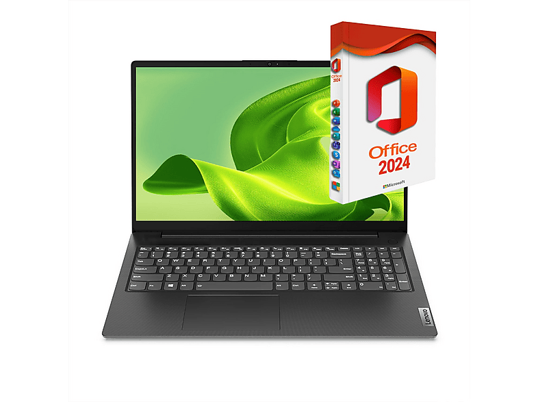 LENOVO V15-IJL N5100 + MS Office 2024 Pro, RJ-45 LAN, Notebook, mit 15,6 Zoll Display, Intel ...