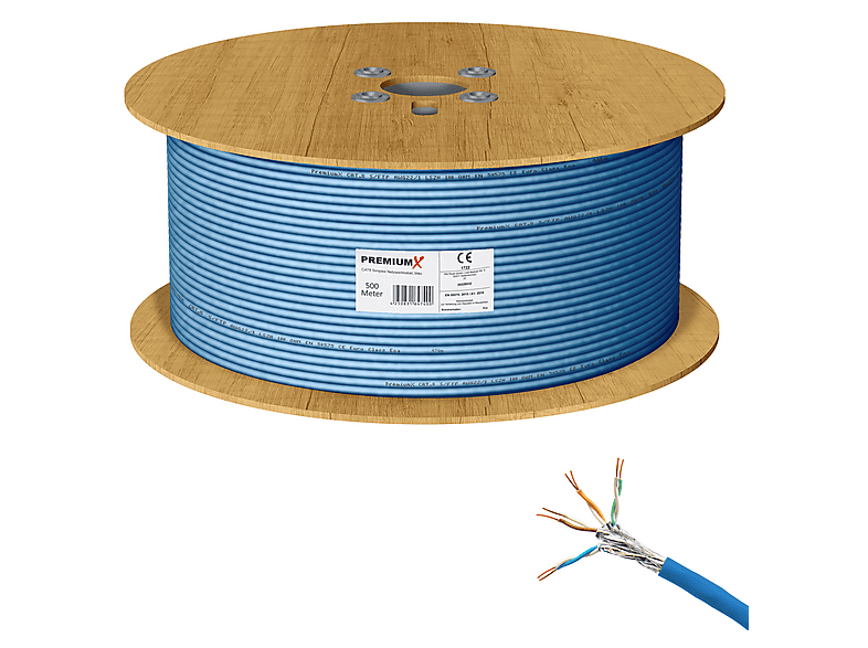 PREMIUMX 500m CAT 8 Netzwerkkabel Simplex LAN Kabel Ethernet Datenkabel ...