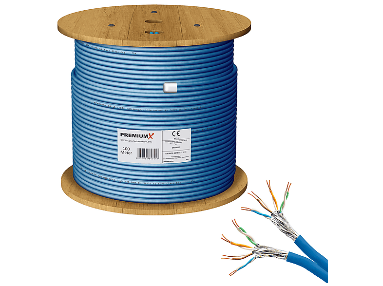 PREMIUMX 100m CAT 8 Netzwerkkabel Duplex LAN Kabel Ethernet Datenkabel ...