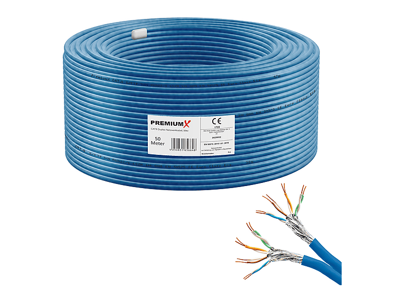 PREMIUMX 50m CAT 8 Netzwerkkabel Duplex LAN Kabel Ethernet Datenkabel ...