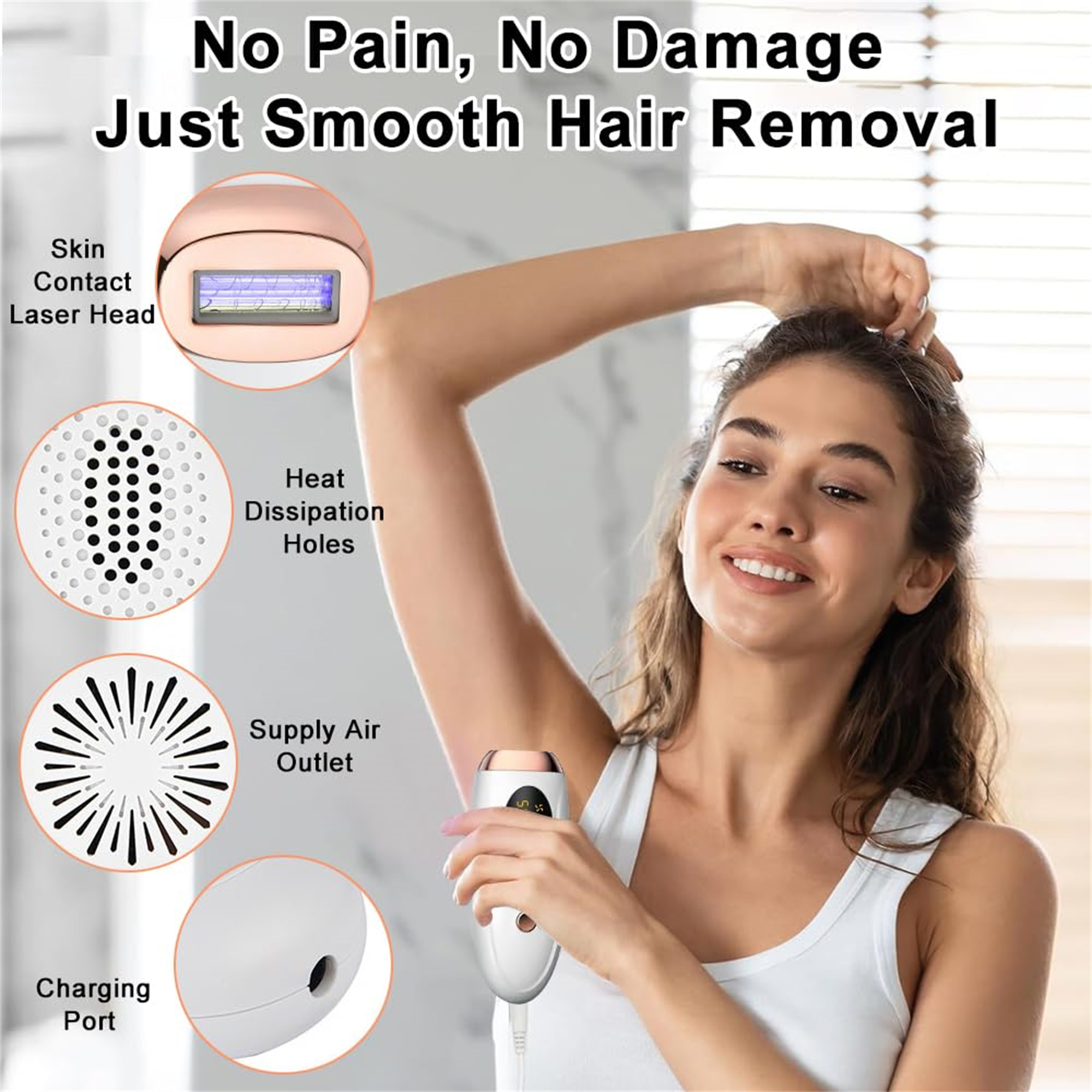 JALIEBE IPL Laser Haarentferungsgerät Photonen-Epilation Haarentfernung ...