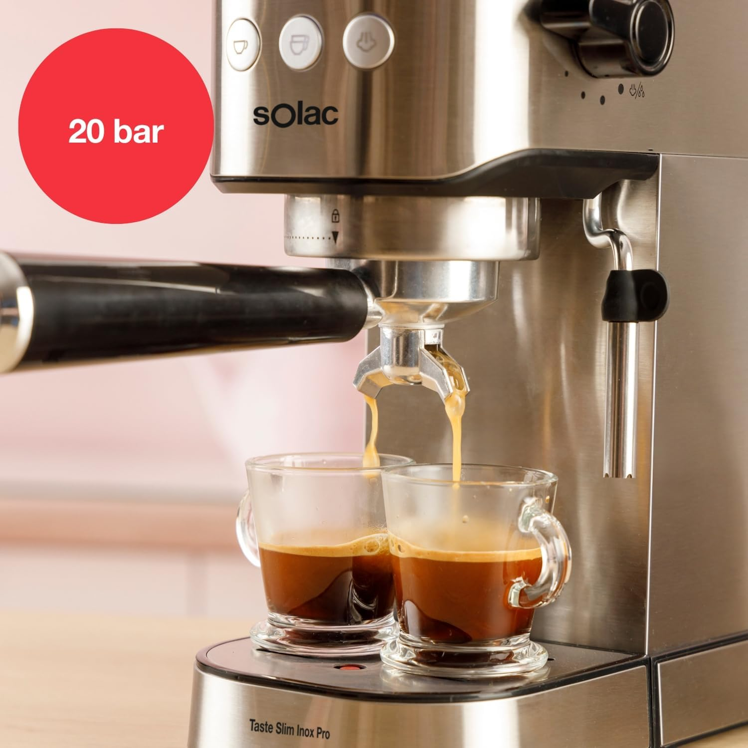Cafetera espresso | SOLAC Taste Slim Pro Inox CE4522, 20 bar, 1350 W, 2 ...