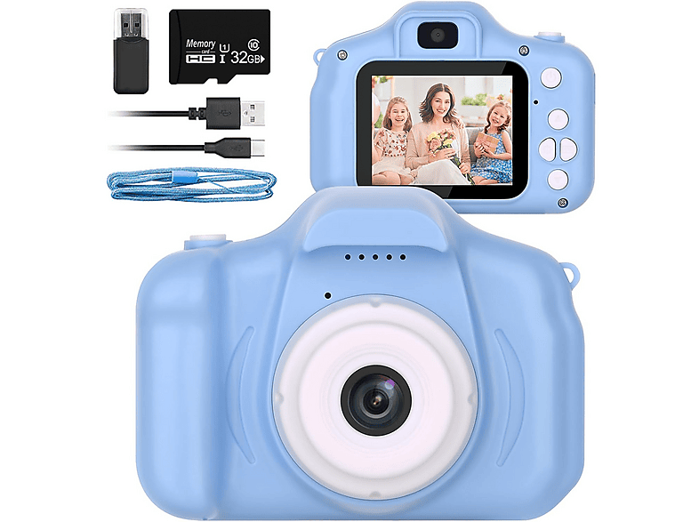 KINSI 2,0-Zoll-Bildschirm 32GB Kinderkamera Blaue DSLR-Kamera, LCD | SATURN