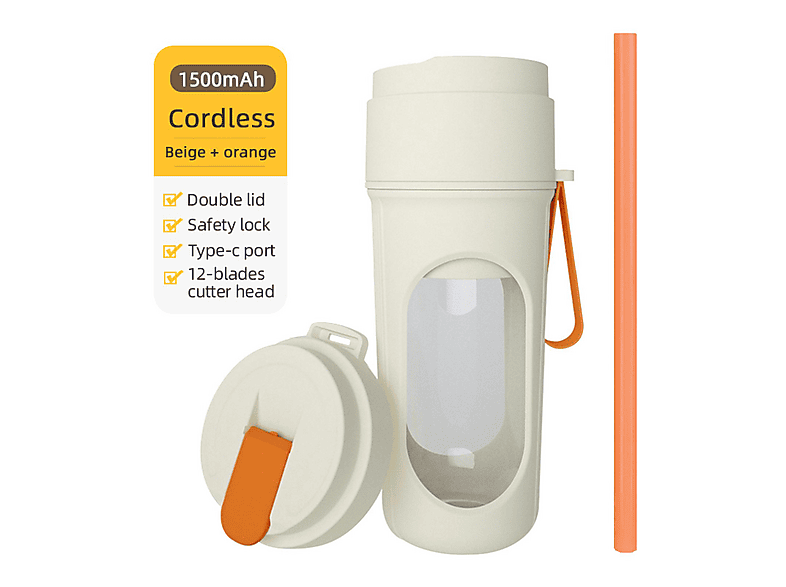 HIYORI 450 ml 12-Klingen mit Sicherheitsverschluss Elektrischer Entsafter, Orange | MediaMarkt