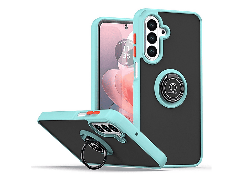 WIGENTO TPU / PC Q Shadow Design Hülle + Ring, Backcover, Samsung, Galaxy A17 5G / 4G, Hellblau ...