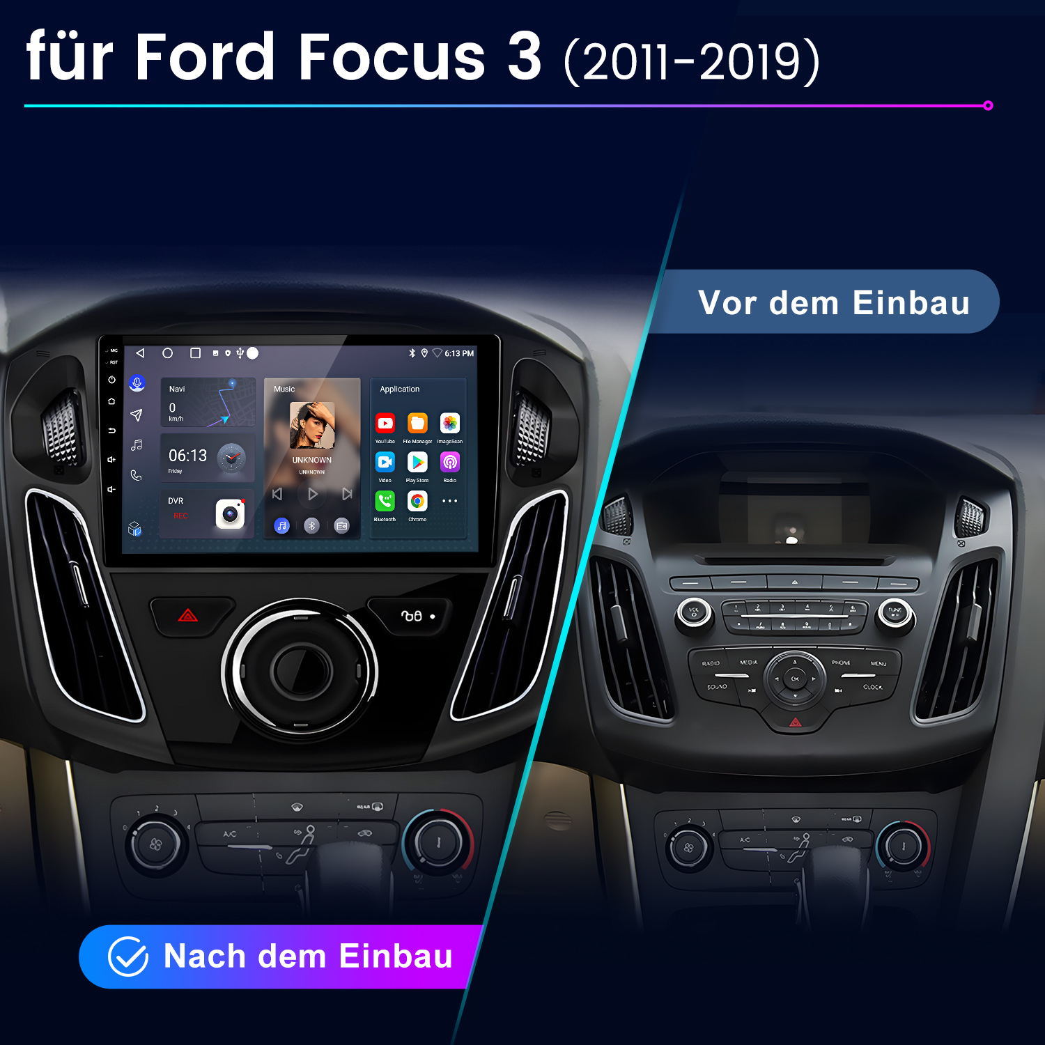 SMORGR Ford Focus 2012-2017 128GB CARPLAY FM Autoradio, FM, Bluetooth ...
