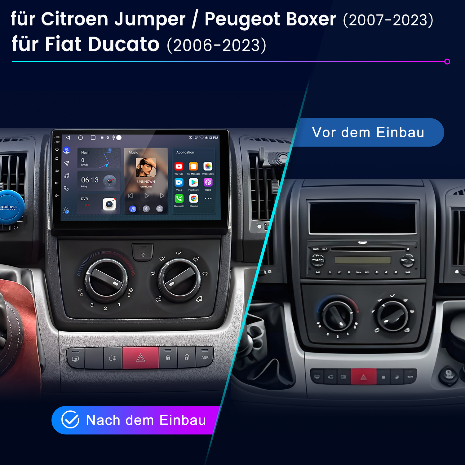 JUNSUN Navi Android 15 Fiat Ducato Boxer 2+64G +Cam Autoradio, FM, AM ...