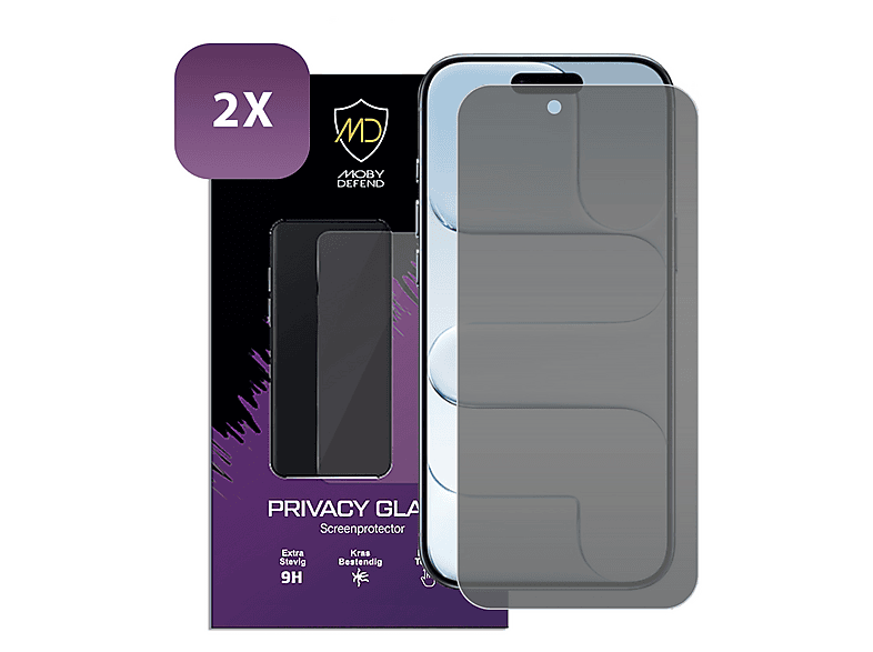MOBYDEFEND 2-Pack HD Privacy Glass Screensavers Geschikt voor iPhone ...