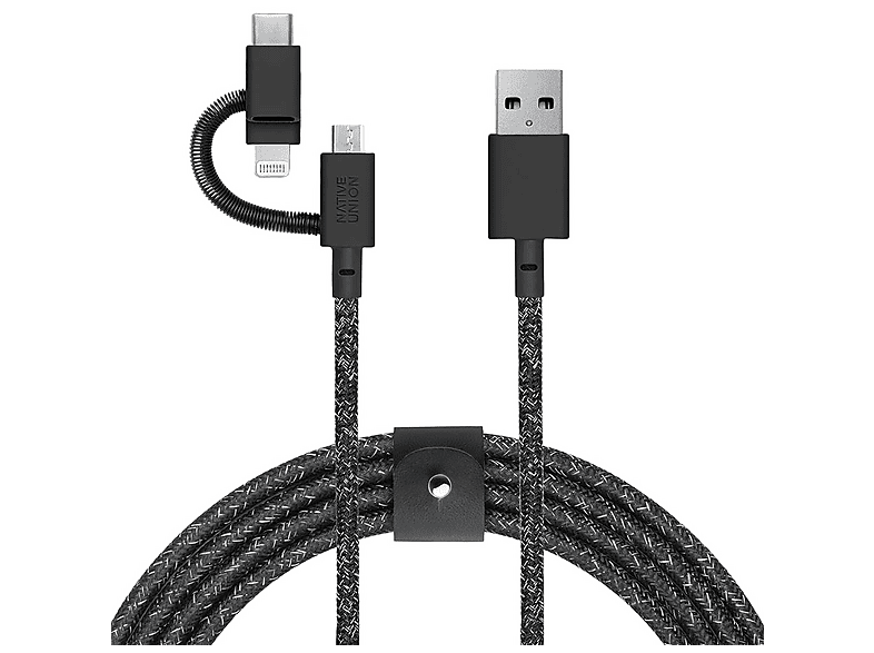 Cable USB | NATIVE UNION NU-BELT-ULC-CS-BLK-N, USB 3.0, Lightning, USB ...
