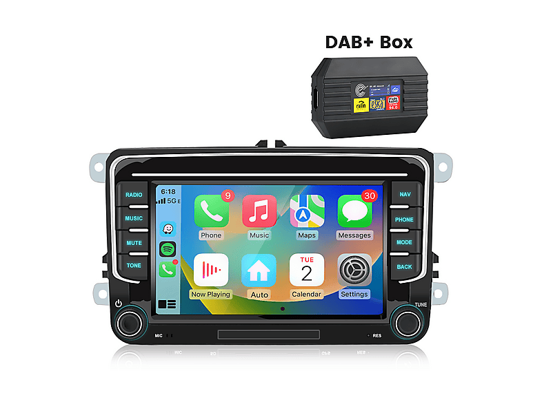 AWESAFE VW Golf 5 6 autoradio 128 GB, DAB+, FM, Bluetooth, black ...