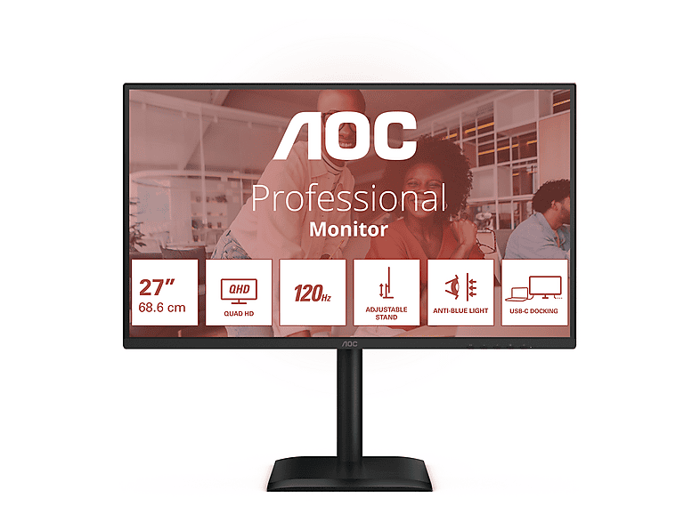 Monitor | AOC 77738 Q27E4CV, 27 ", QHD, 4 ms, 120 Hz, Negro | MediaMarkt