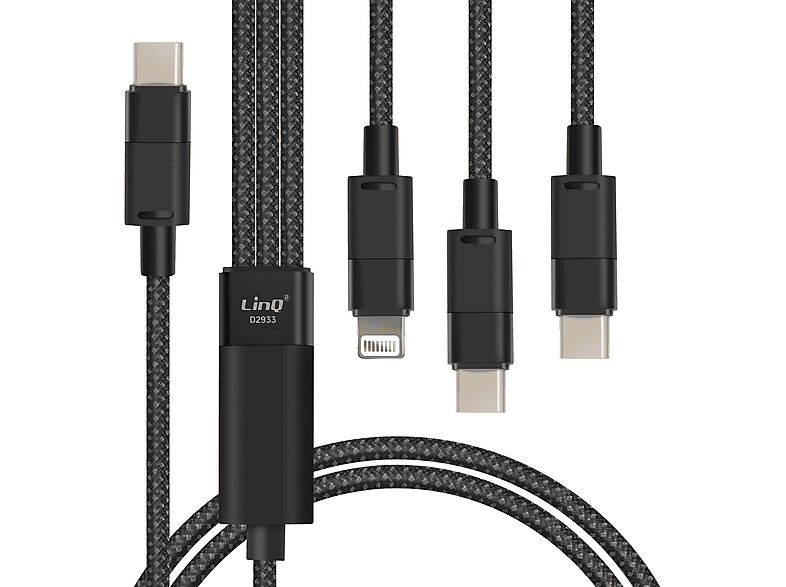 Cable USB | LINQ D2933, USB 3.0, USB-C 3.2 gen 1, Lightning, Negro ...