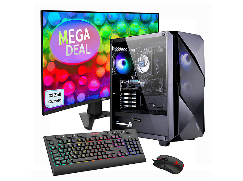 GAMEMAX Multimedia-PC-Set + MAG G32C6, PC-Komplettsystem mit AMD Ryzen ...