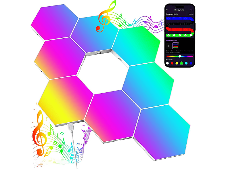 XUIGORT RGB Hexagon LED Panels Wandleuchten LED Table Lamp | MediaMarkt