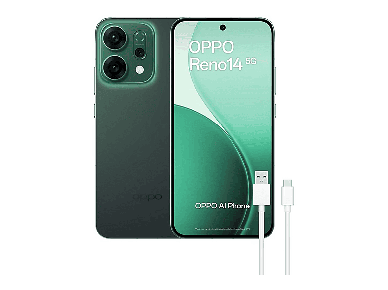 OPPO Reno14 5G, Luminous Green, Móvil Android, 512 GB, 12 GB RAM, 6,59 ", MediaTek Dimensity ...