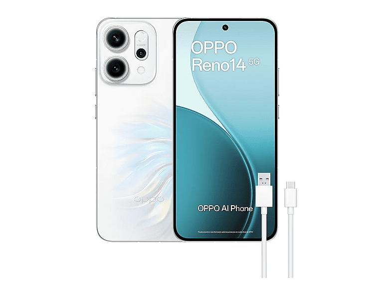 OPPO Reno14 5G, Opal White, Móvil Android, 256 GB, 12 GB RAM, 6,59 ", MediaTek Dimensity 8350 ...