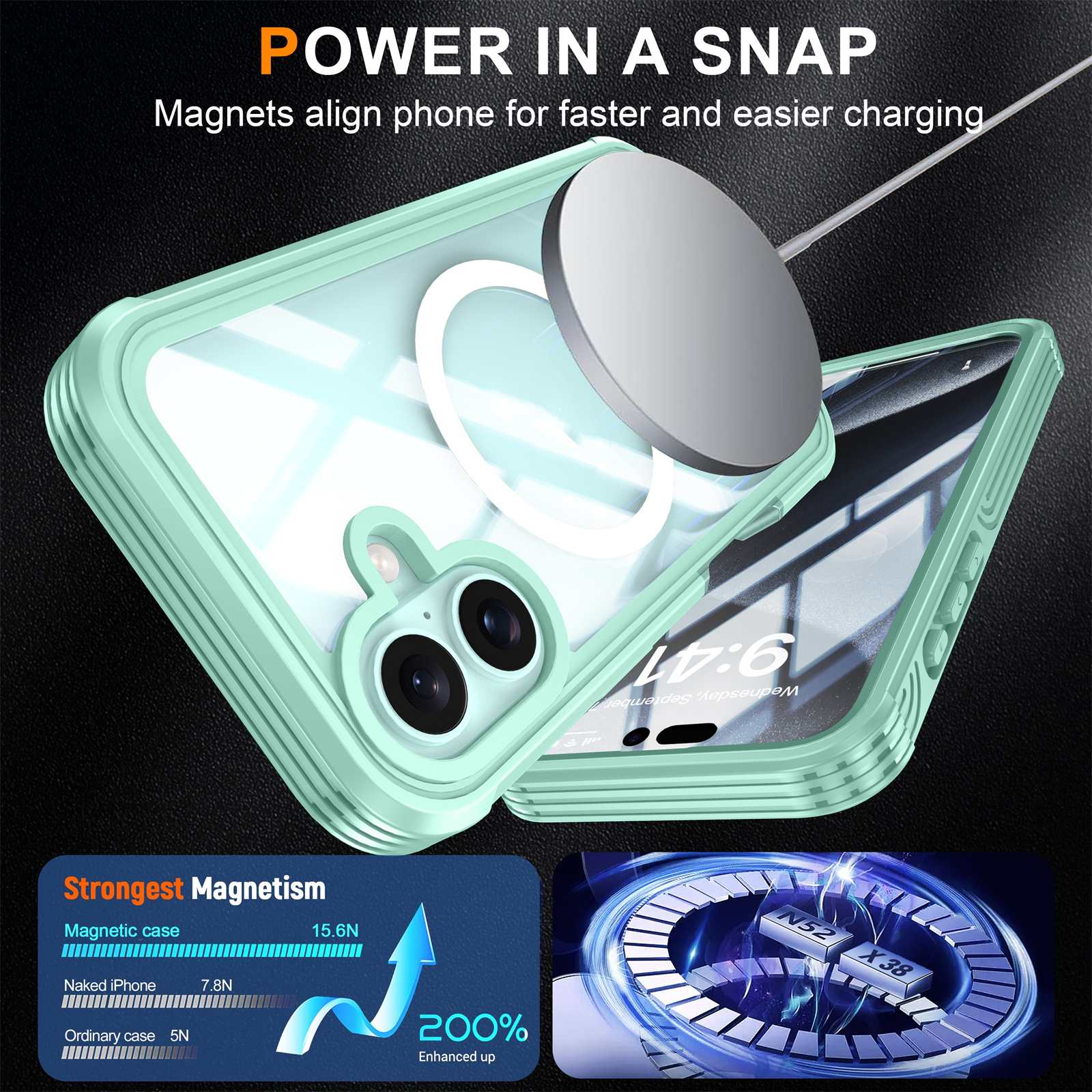 DARMLINK 360° Schutz mit 9H Panzerglas, Mag Safe Magnet, Backcover ...