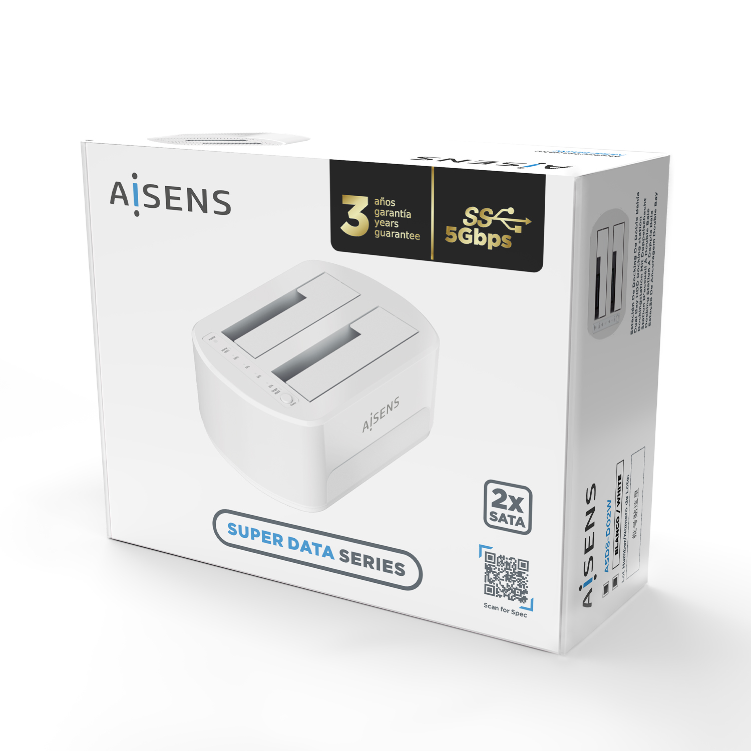 DOCKING STATION AISENS ASDS-D02W | per HDD e SSD con 8 Porte USB 3 e ...