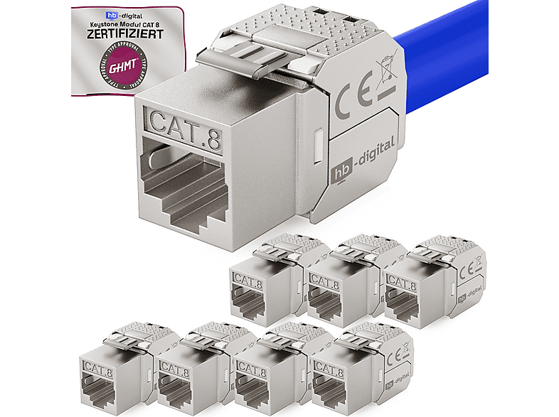 HB-DIGITAL RJ45 CAT 8.1 frontale LSA Öffnung STP werkzeuglos Keystone ...