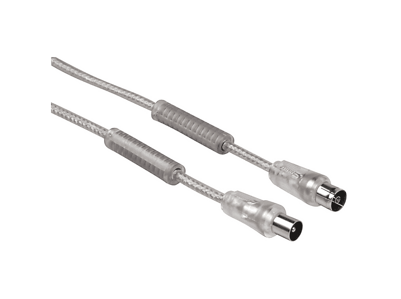 HAMA Antenna Cable with Ferrite Cores 90 dB, 1.5 m, Transparent Silver ...