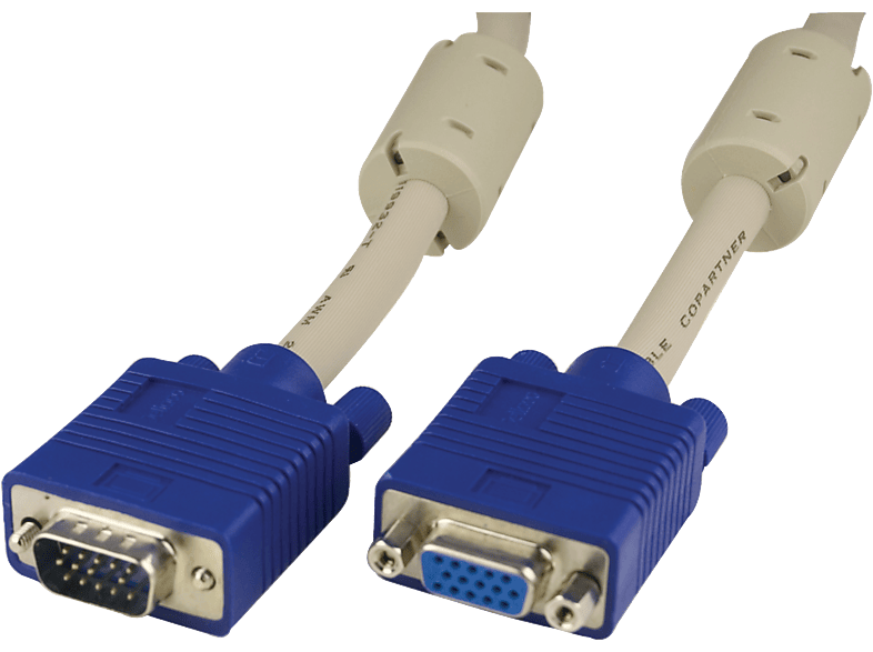 DELTACO RGB HD15 VGA-Kabel, Blau, Grau | SATURN