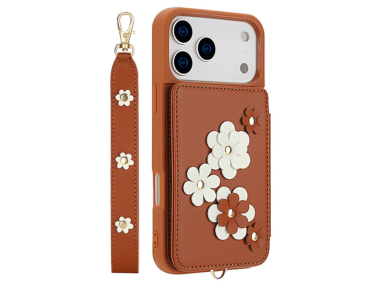 WIGENTO Kunstleder Hülle mit Blumenmotiv und Band, Backcover, Apple ...
