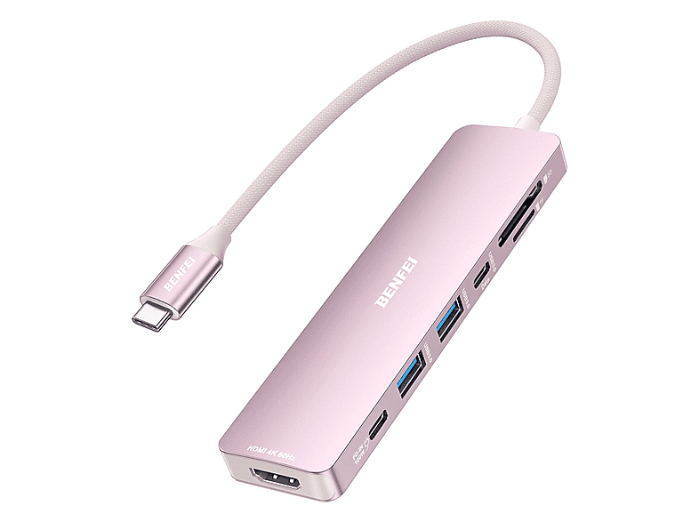 BENFEI HDMI 4K 100W Power Delivery 7-in-1 USB-C, HUB, Rosa | MediaMarkt