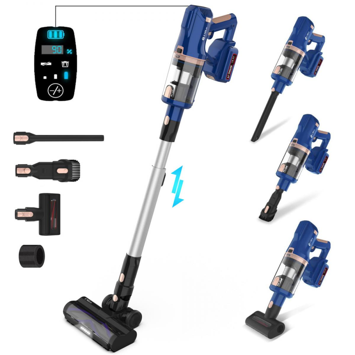 FLYSTAR Kabelloser 2-in-1 mit HEPA-Filter & LED-Display Staubsauger ...