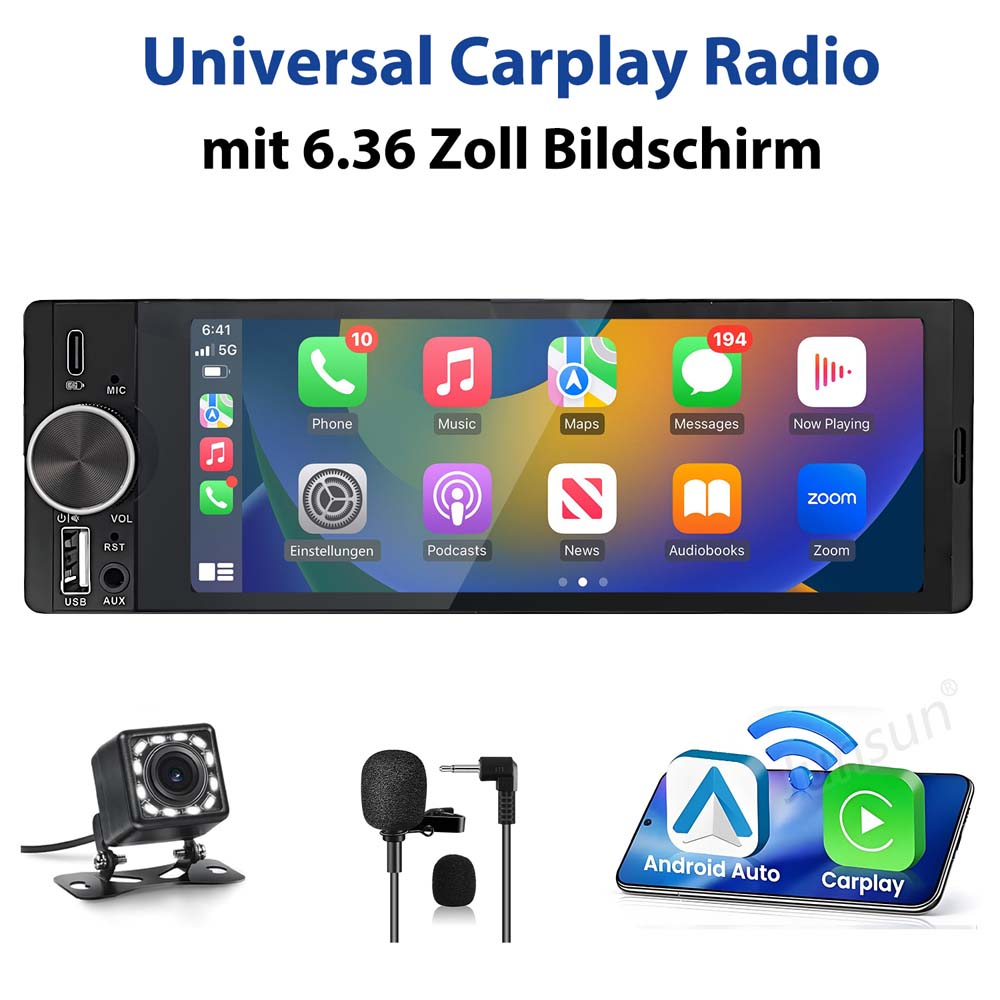 AWESAFE carplay 6.36in Autoradio, FM, AM, Schwarz | MediaMarkt