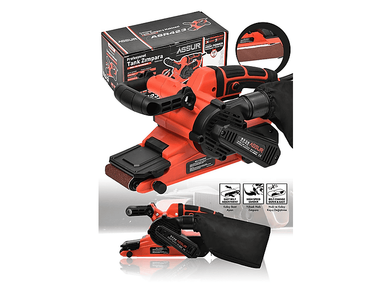 ASSUR 900 W Elektrikli Vakumlu Tozsuz Cila Özellikli Tank Zımpara Makinesi Zımpara Makinesi ...