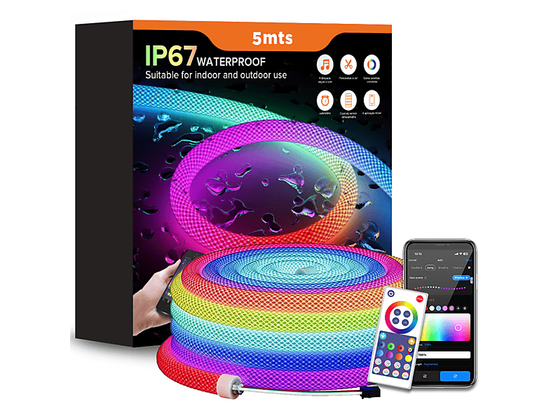 NAXSIR 3m,360-Grad-leuchtendes RGB LED Strip, Mehrfarbig, Farbenfroh ...