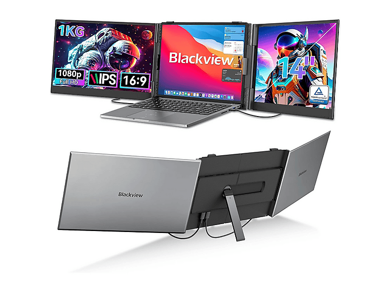 Monitor portátil | BLACKVIEW DCM6, 14 ", Full-HD, 5 ms, Gris | MediaMarkt