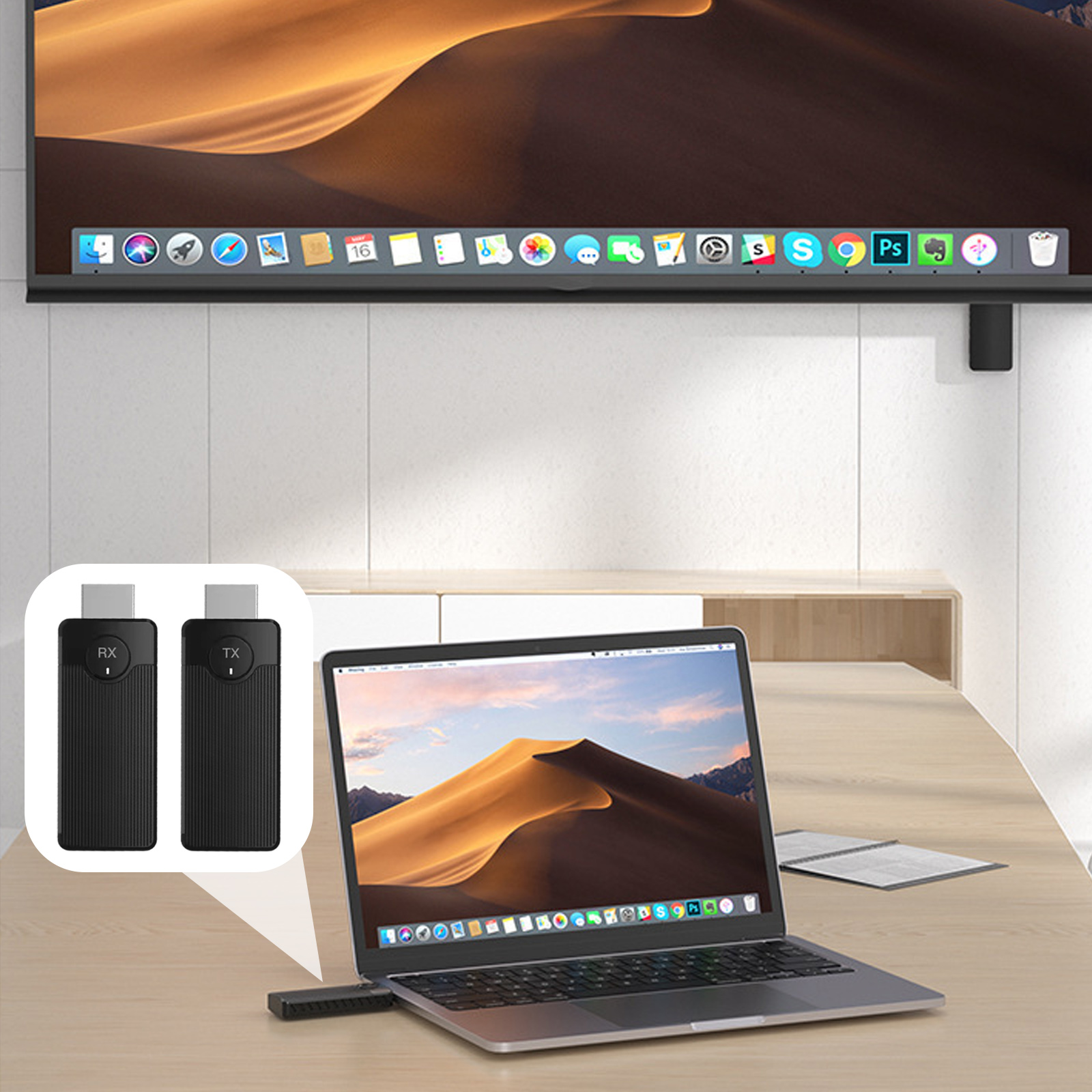 JEDBESETZT 5.8G Drahtlose Übertragung mit 4K-Dekodierung, USB Hub ...