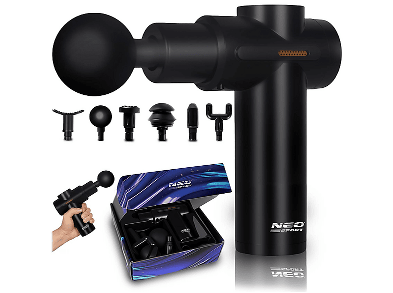Pistolet do masażu NEO-SPORT NS-504 + 6 nakładek czarny | sprawdź cenę ...