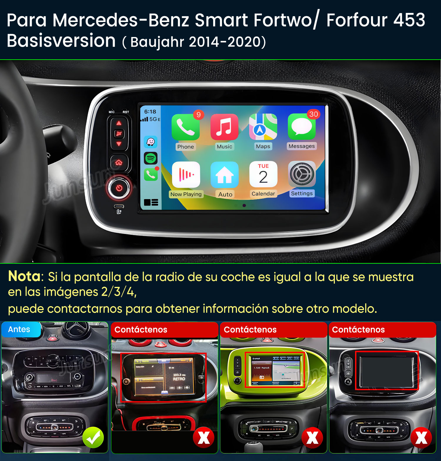Autorradio | Mercedes Benz Smart Forfour Fortwo 453/2014-2020 AWESAFE ...
