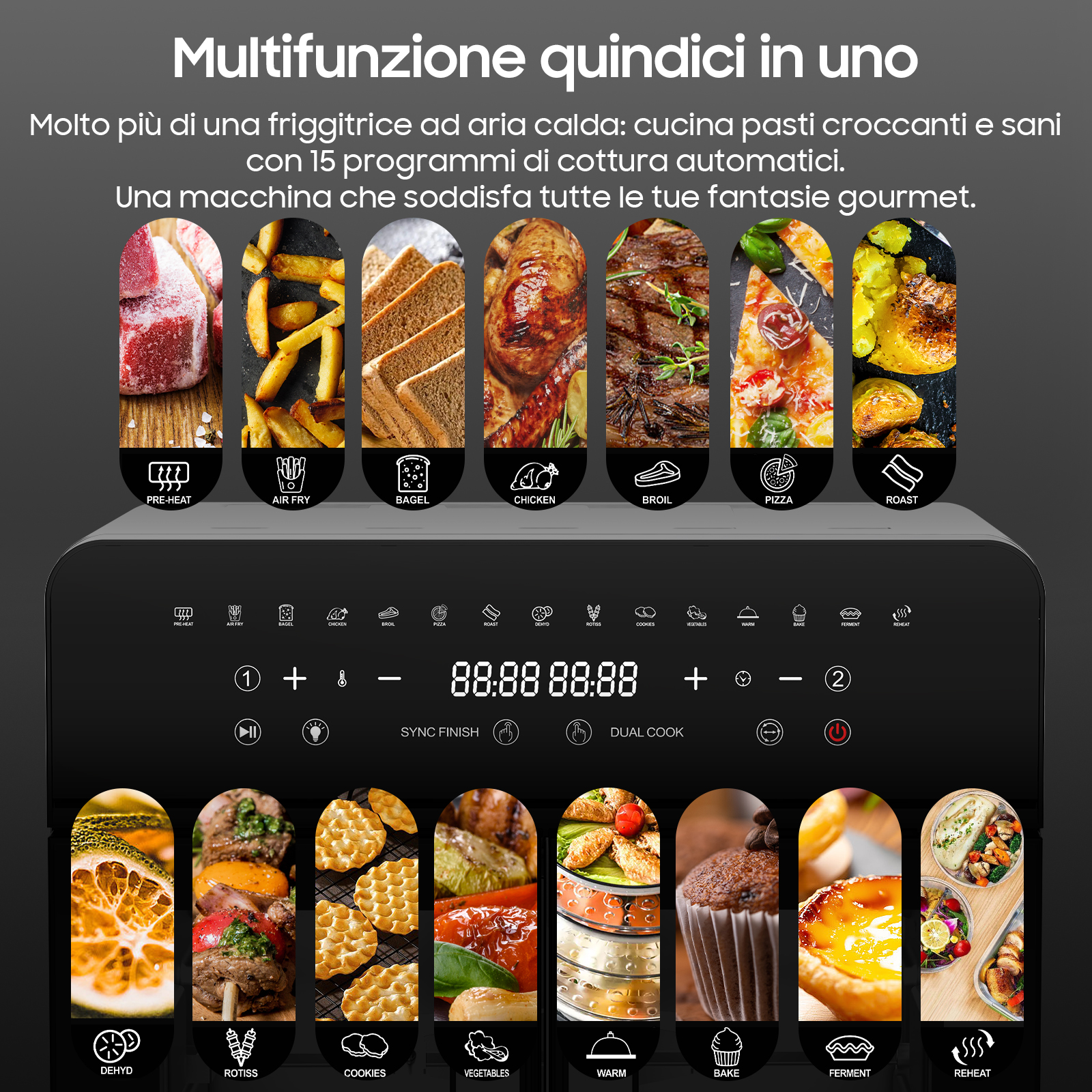 DEWELLING XXL Airfryer FRIGGITRICE AD ARIA, capacità 23 l, Max potenza ...