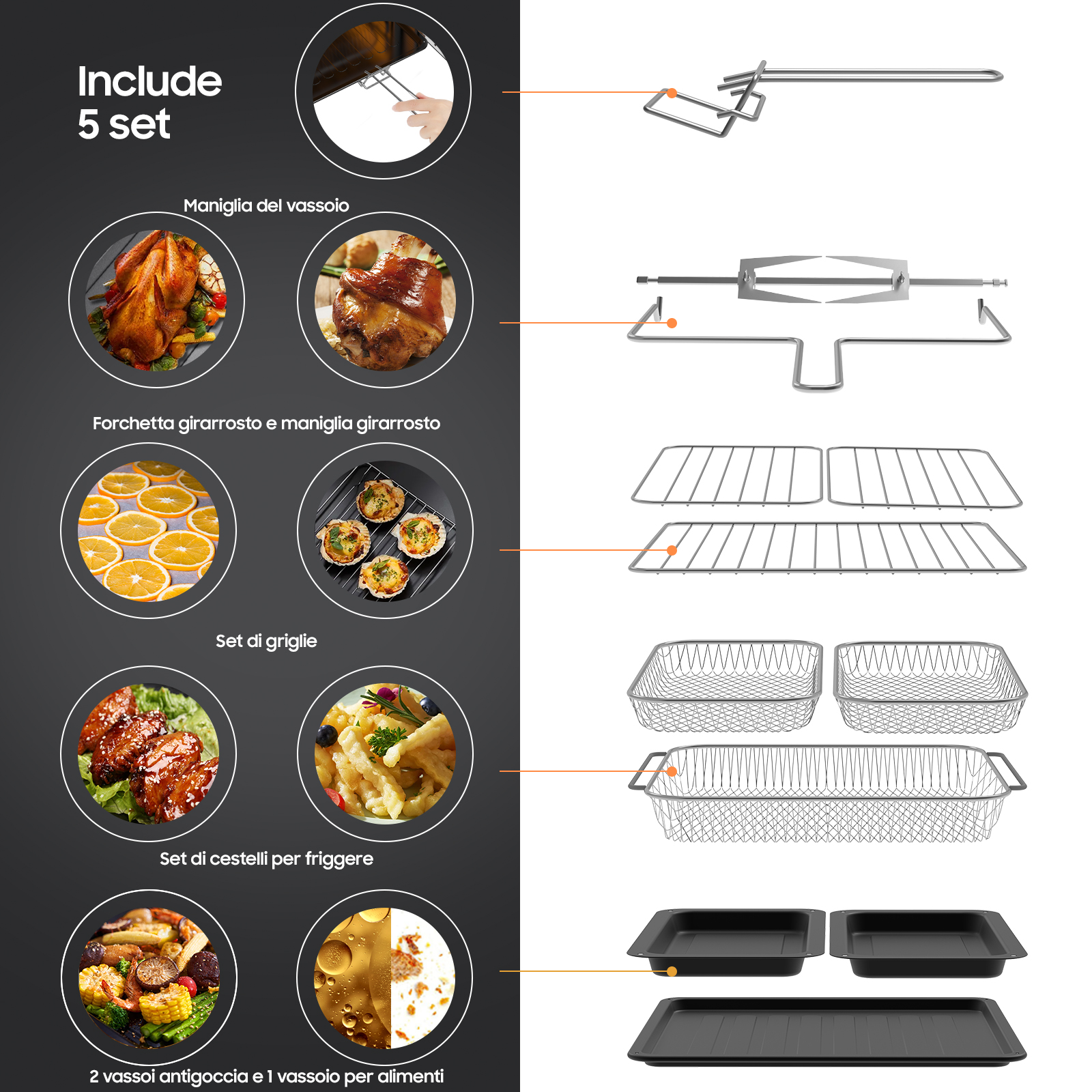 DEWELLING XXL Airfryer FRIGGITRICE AD ARIA, capacità 23 l, Max potenza ...