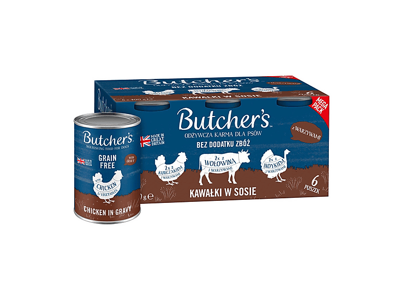 Karma mokra dla psa BUTCHER'S Original Recipe z warzyw. sos pies 6x400g ...